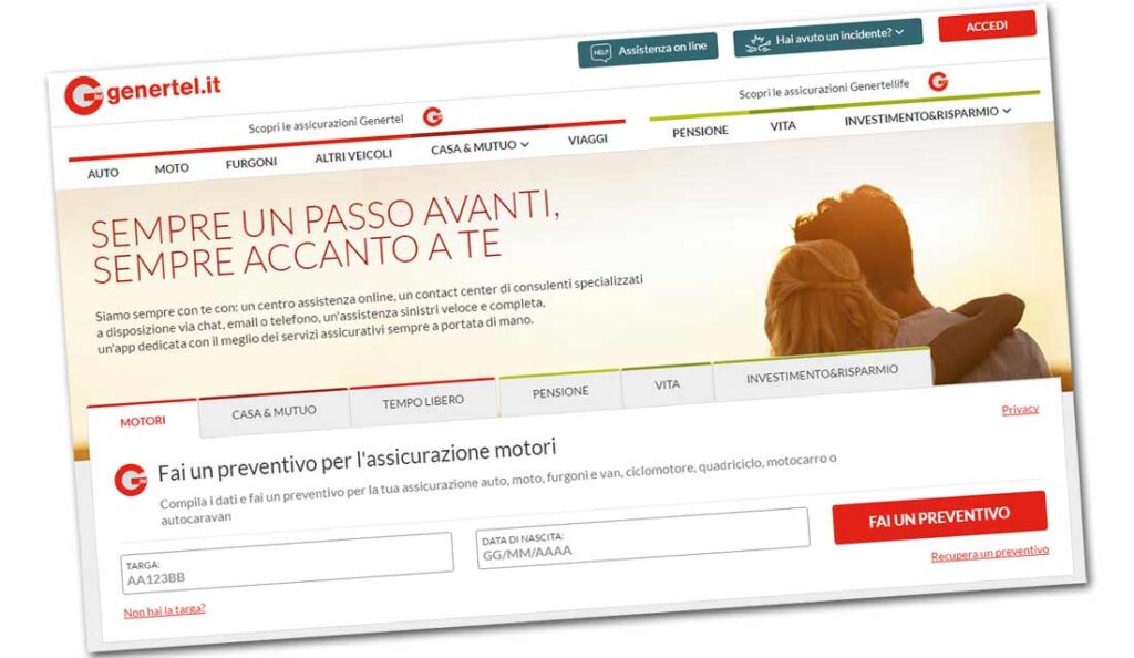 Genertel: "numero verde" e sito per preventivo RCA, contatti
